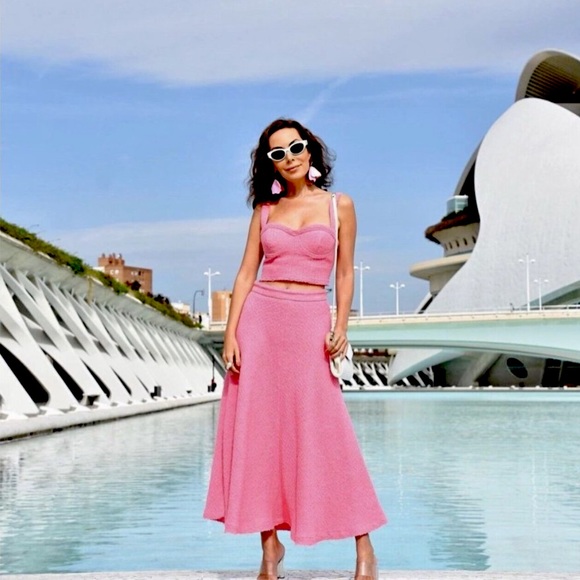 Zara | Skirts | 2 Piece Zara Pink Textured Tweed Matching Set Nwt ...